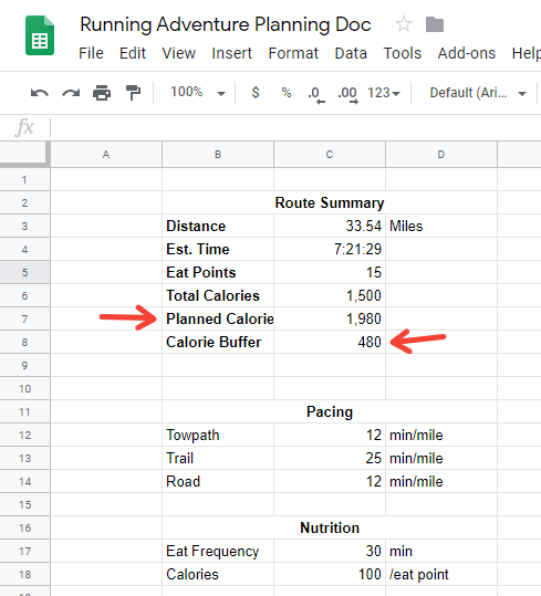 Ben's Journal: One Route to a Route Planning Spreadsheet