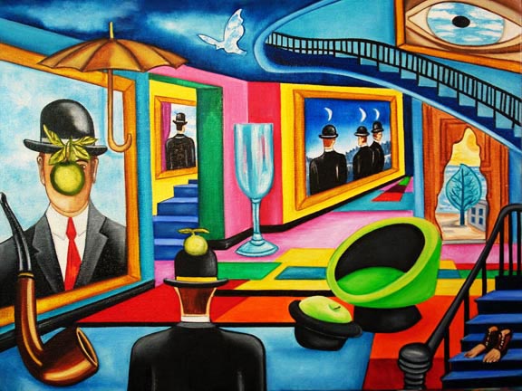 Magritte Inspired Interiors Painting The Son of Man by k Madison Moore