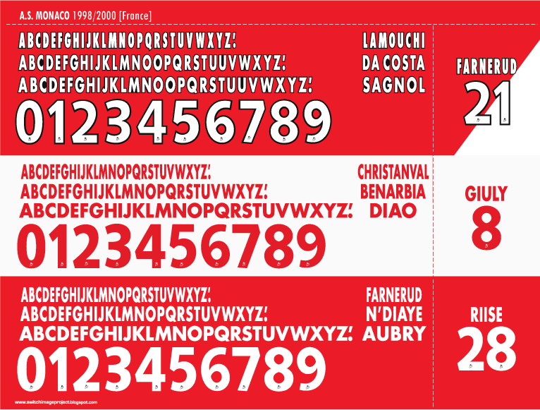 Football teams shirt and kits fan: Font A.S Monaco 1998-2000
