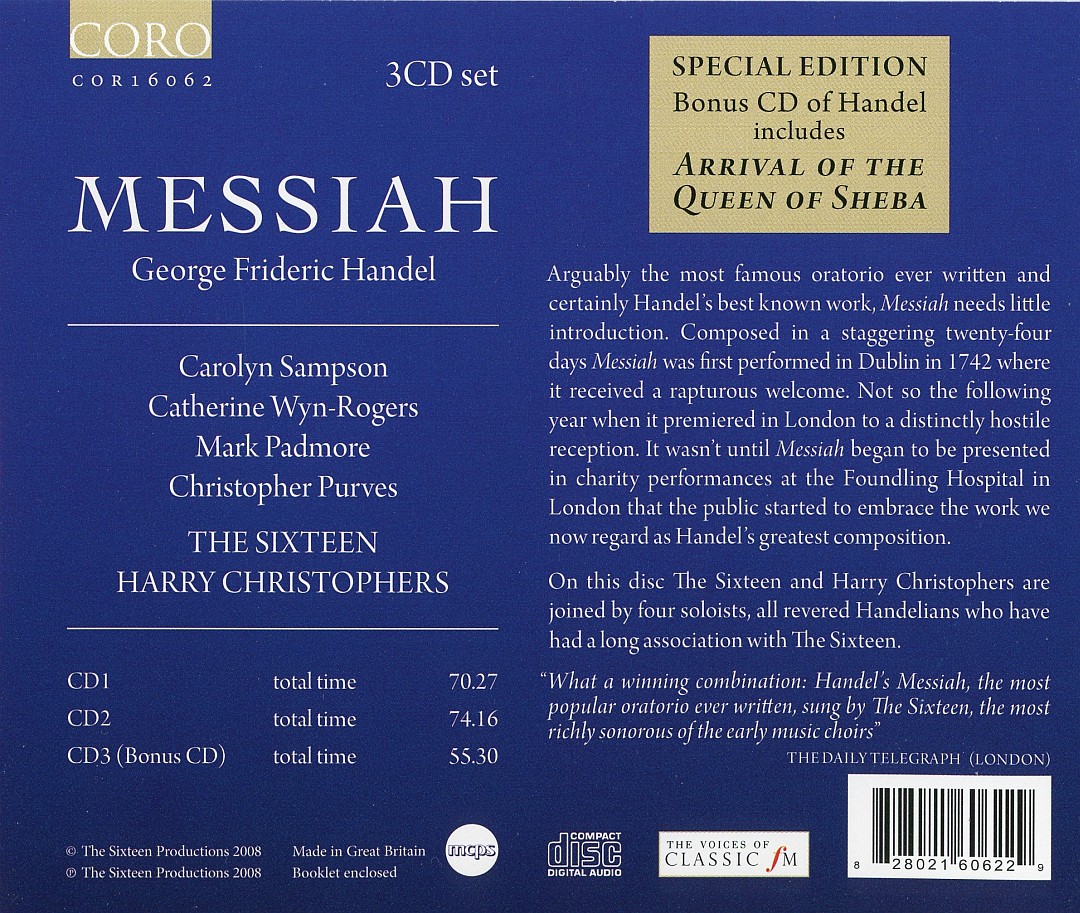 makdelart - classique: G.F. Handel - Messiah (The Sixteen, Harry ...