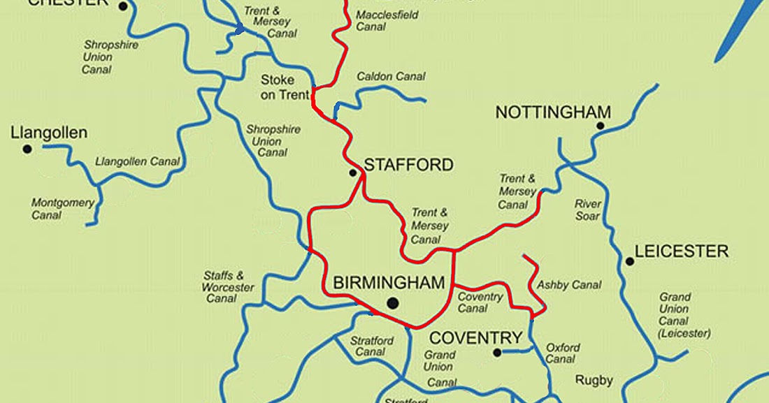 Amos & Charlene Narrowboating 2016: Map of Midland Canals