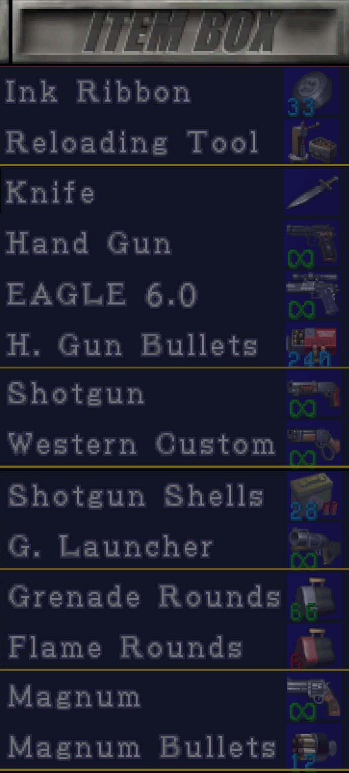 Mog Anarchy's Gaming Blog: Resident Evil 3: Nemesis - COMPLETE Item Box?!