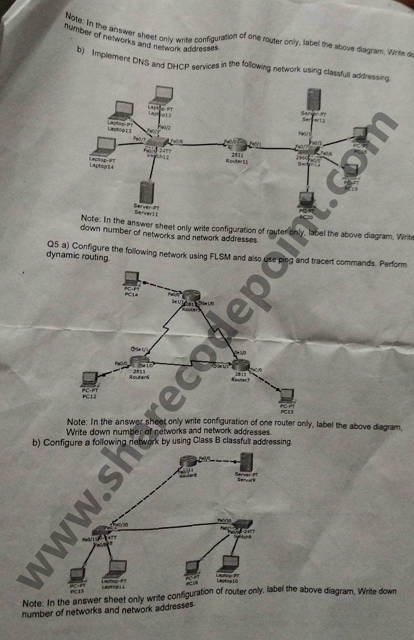 Cse307 Computer Network Lab End Term Practical Questions Cse 307 Lpu Lab Question Paper