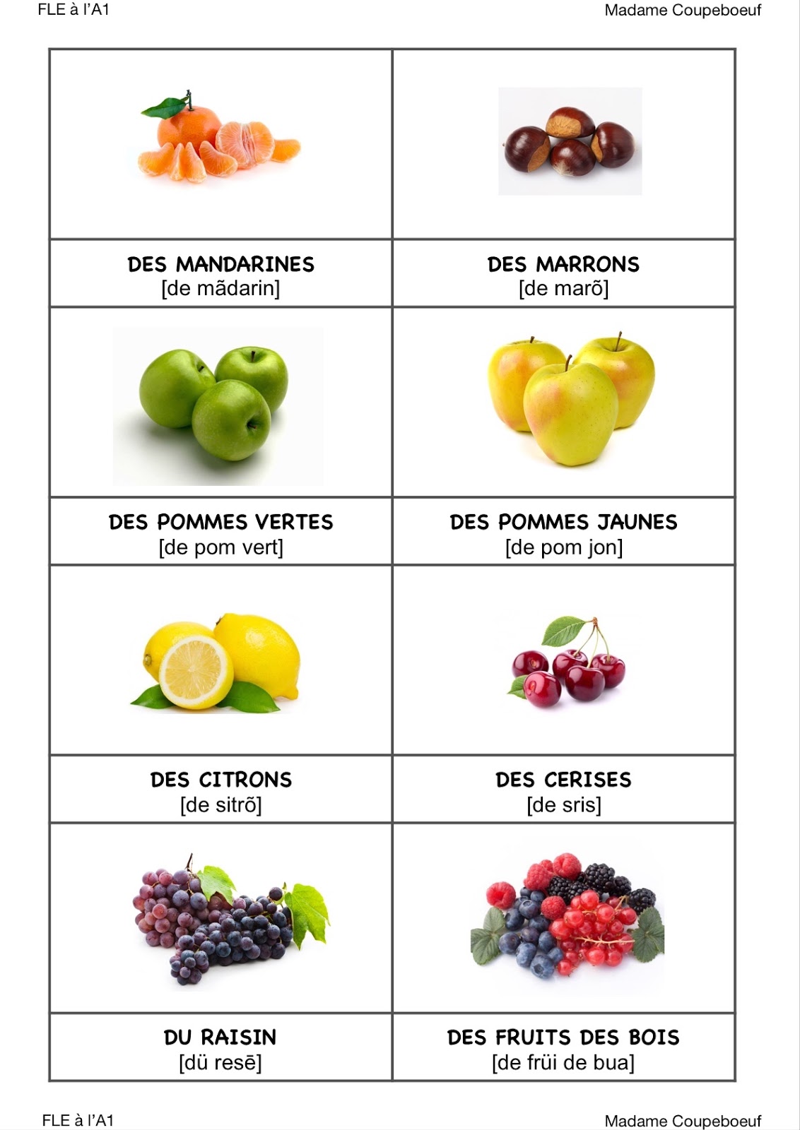 FLE À L'A1: Les quantités