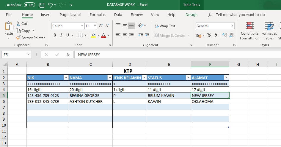 CONTOH MEMBUAT DATABASE DENGAN EXCEL