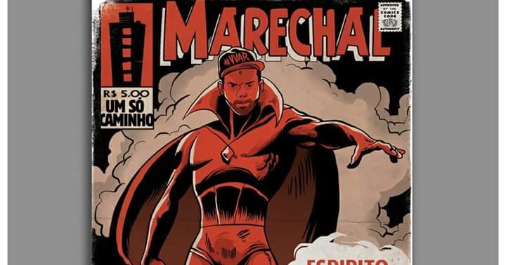 Rap em quadrinho - Marechal é retratado como Visão, herói da Marvel.