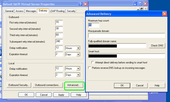 Windows XP - How does SMTP service forward emails