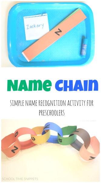 Easy Name Recognition Paper Chain for Preschoolers | School Time Snippets
