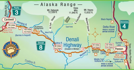 Maps of Alaska Roads By Bearfoot Guides: Map of Denali Highway in Alaska