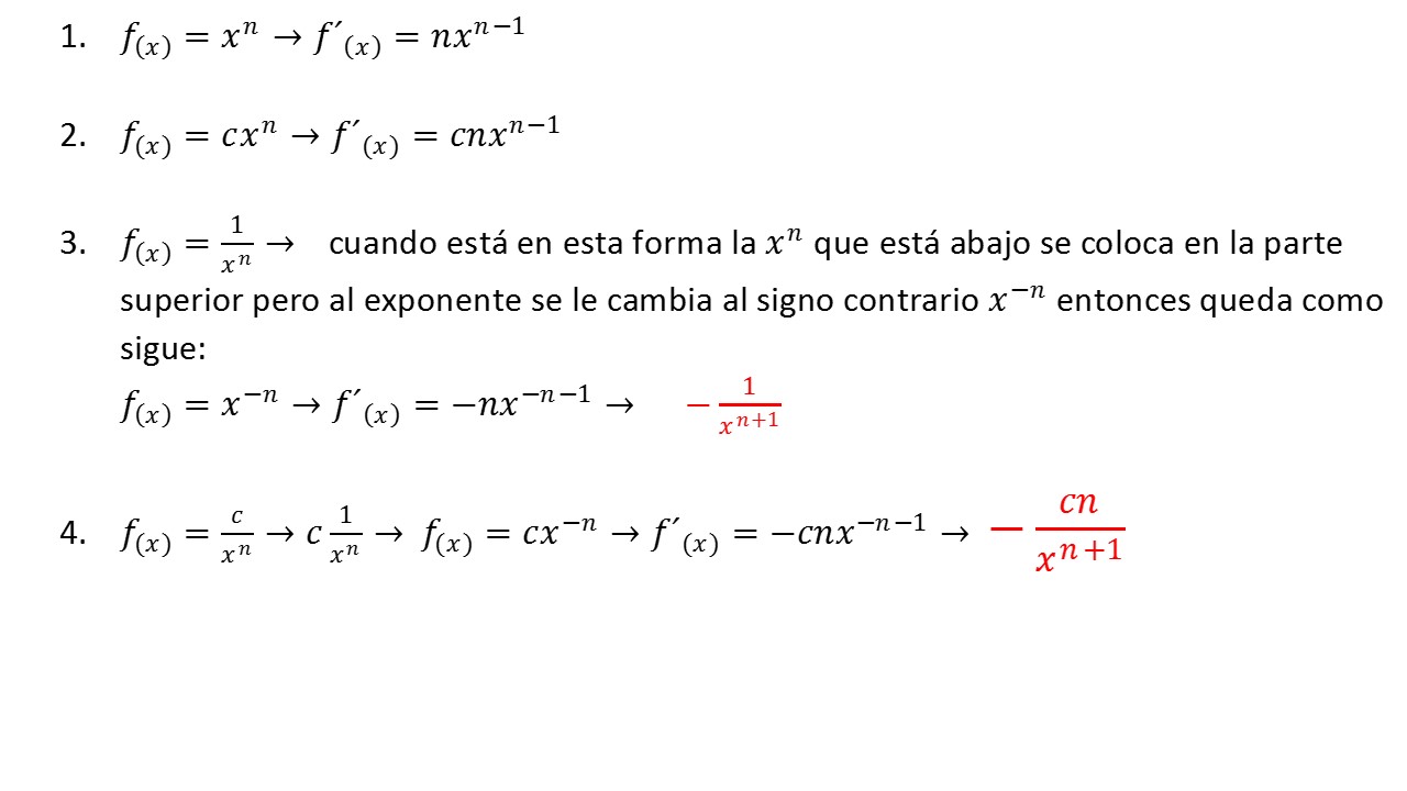 MATH 6: FORMULAS DE LAS DERIVADAS