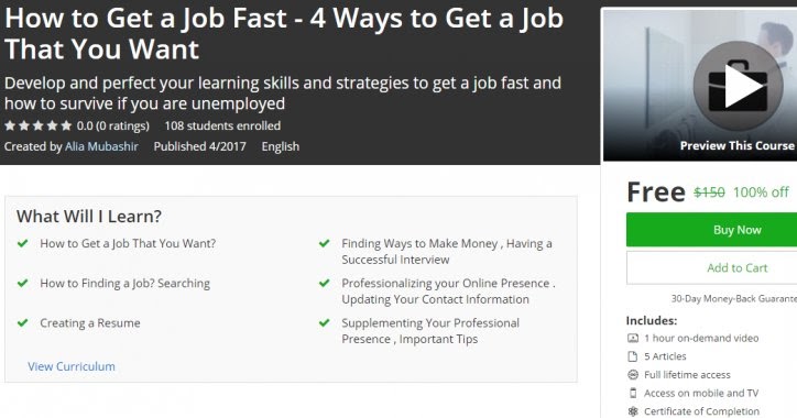 [100% Off] How to Get a Job Fast - 4 Ways to Get a Job That You Want ...