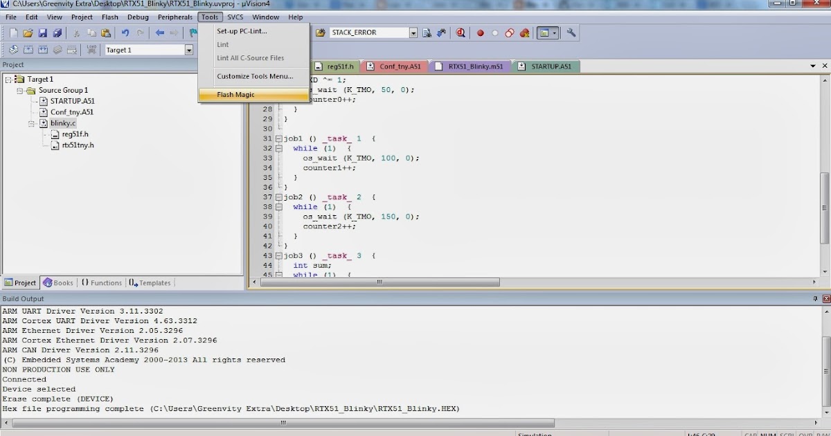 Integrating FlashMagic with Keil uVision4 for P89V51RD2