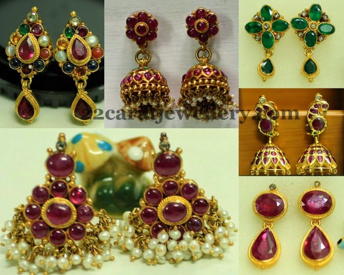 Ethnic Gemstone Earrings - Jewellery Designs