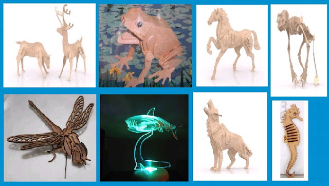Animal MDF laser cutting, Antelope, Frog, Horse, Skeleton, Dragonfly ...