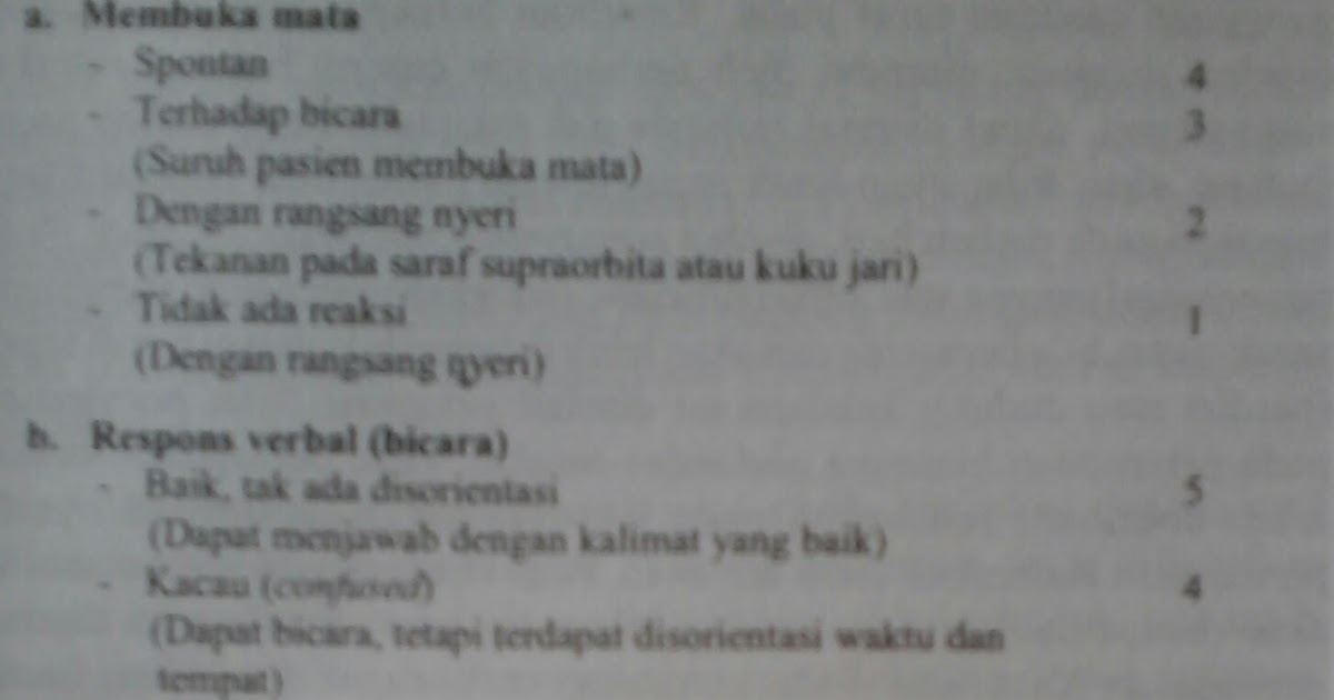 Cara Mengukur Nilai Glasgow Coma Scale (GCS) - PERAWATAN KESEHATAN