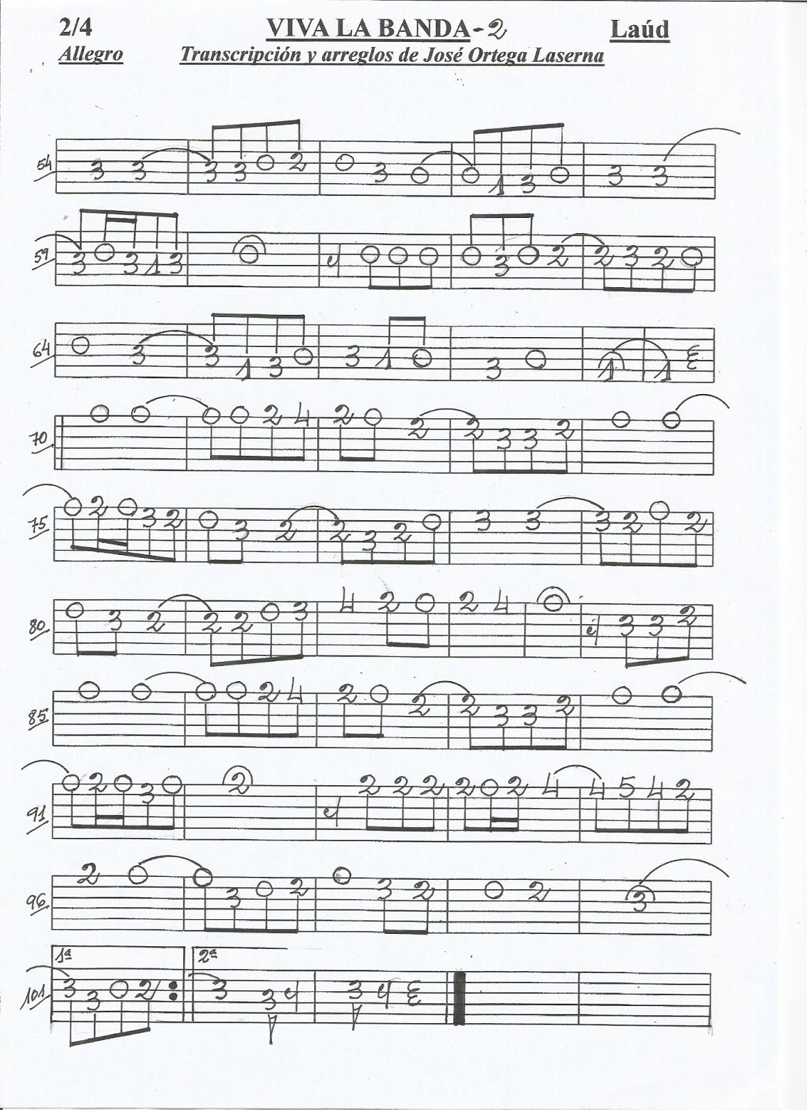 PARTITURAS EN CIFRA PARA BANDURRIA Y LAÚD DE JOSÉ ORTEGA LASERNA: VIVA ...