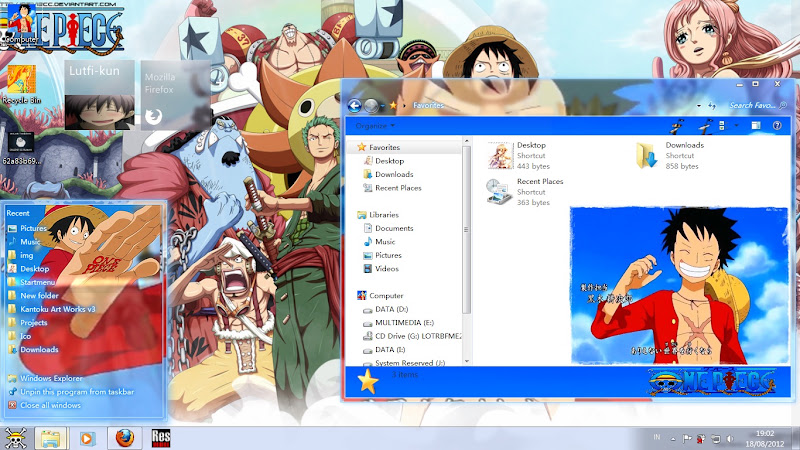 Theme Anime Win 7 - One Piece We Go! | Lutfi-kun Theme Windows