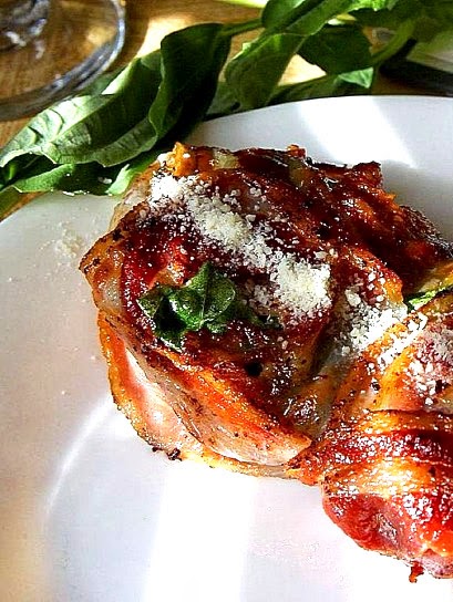 Pancetta and basil wrapped chicken