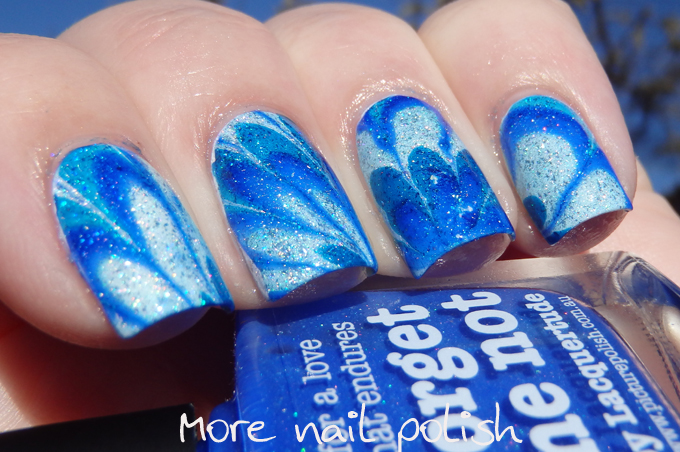 31DC2014: Water marble with Picture Polish scattered holo blues ~ More ...