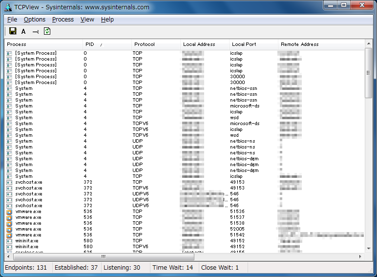 maruton's memorandum: [Windows][Sysinternals]Tcpview