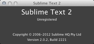 minaseizki's memo: Sublime HQ Pty Sublime Text 2.0.2 1