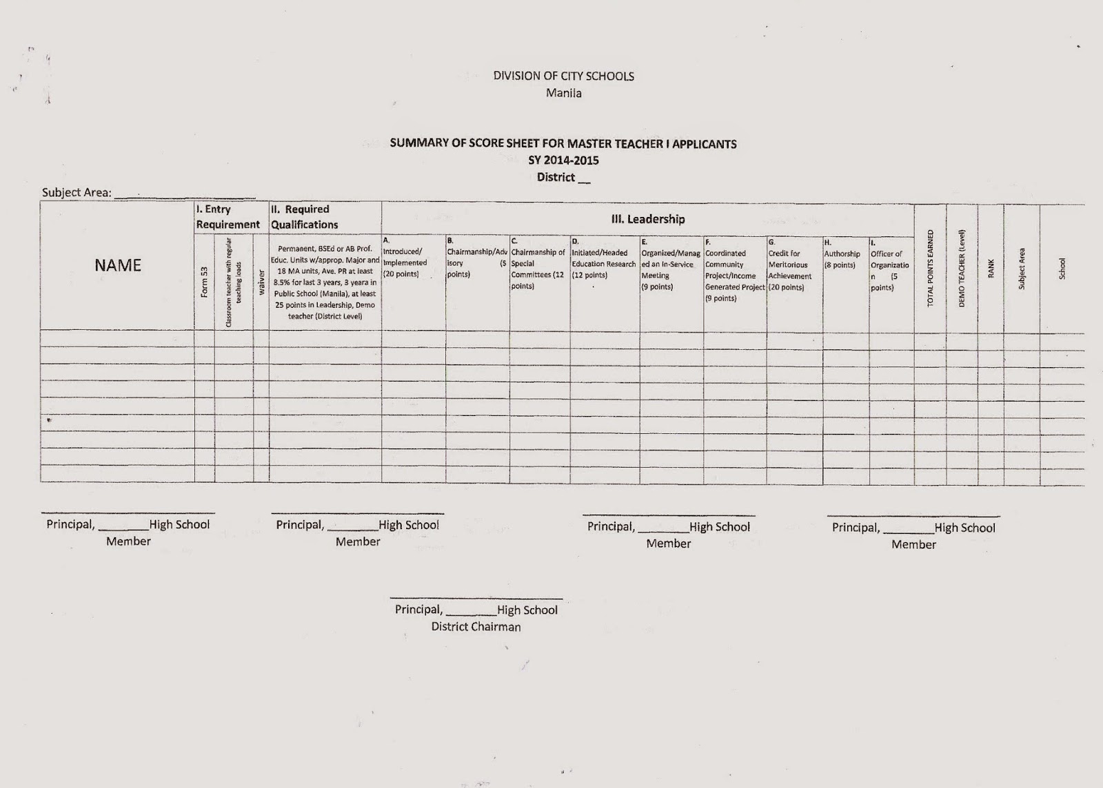 Department of Education Manila: September 2014