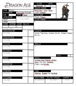 The Proving: Character sheet or statcard?