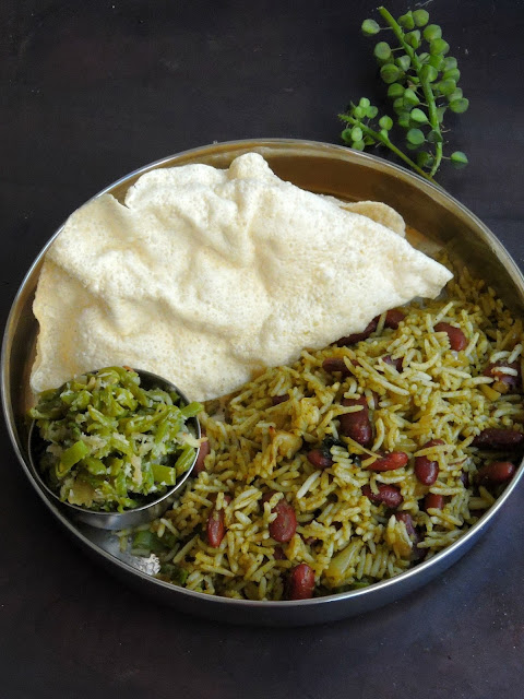 Priya's Versatile Recipes: Palak Rajma Pulao/Vegan Spinach Kidney Beans ...