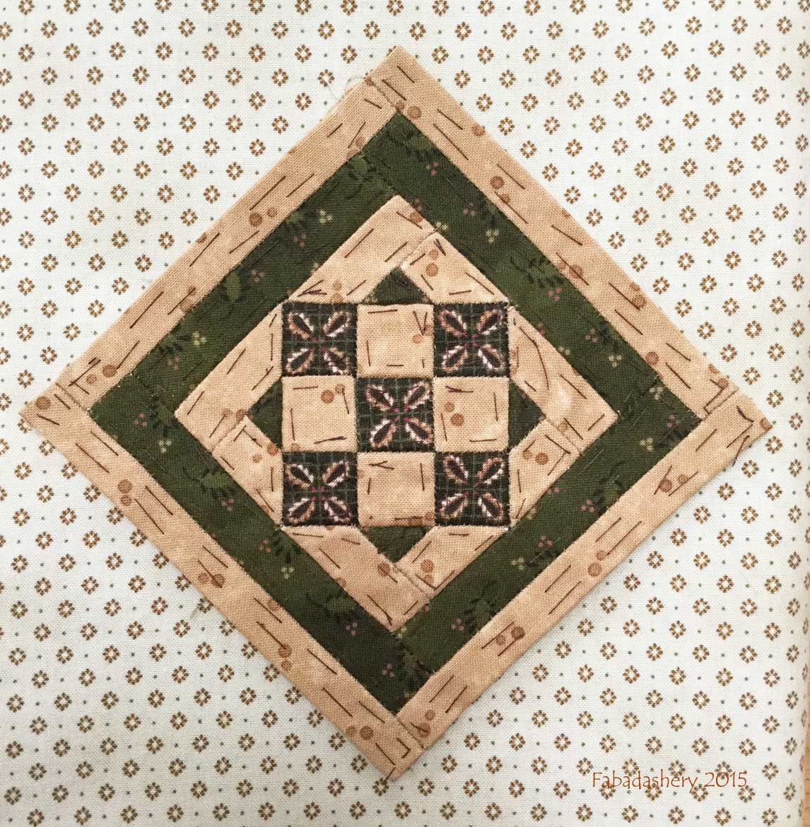 Fabadashery: Dear Jane Quilt - Block M1 Dogwood Days