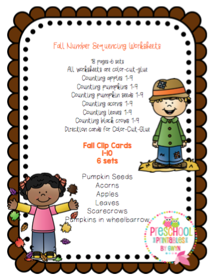 Fall Bundle 1 (Pages 129) ~ Preschool Printables