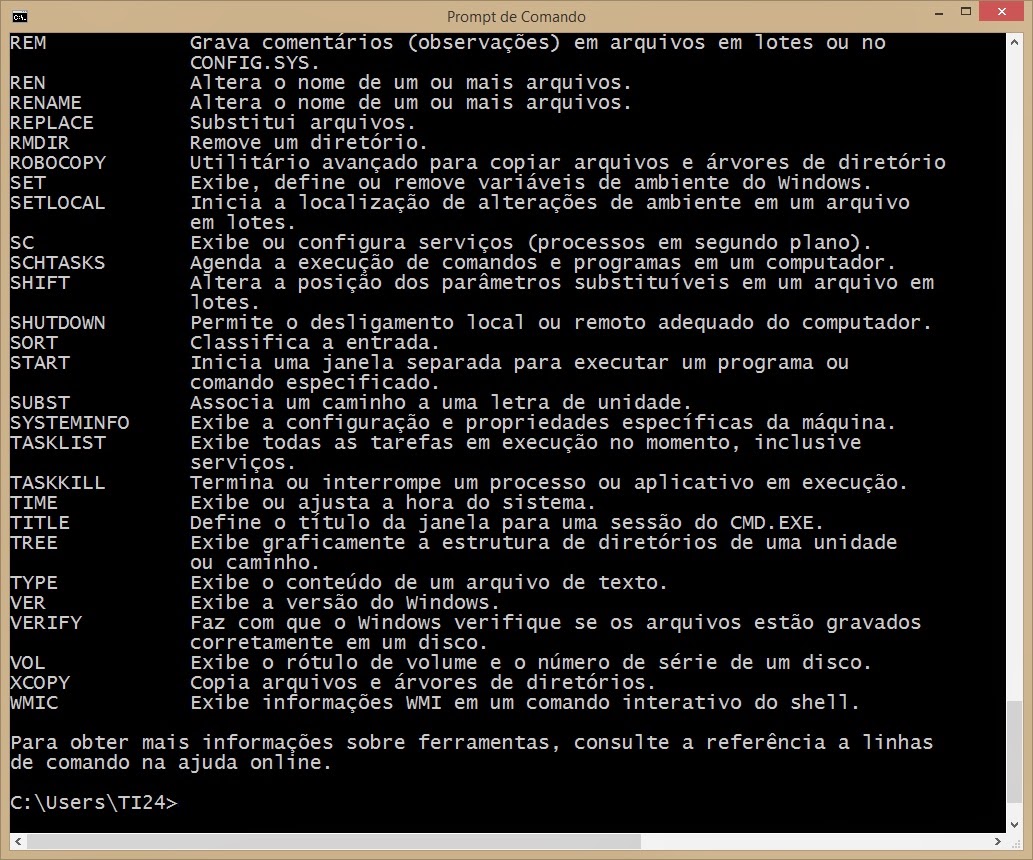 Um Pouco de Tudo: Lista de Comandos do MS DOS