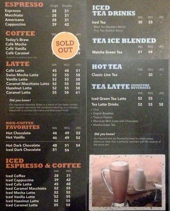Harga Menu The Coffee Bean & Tea Leaf Kelapa Gading Restoran Kafe