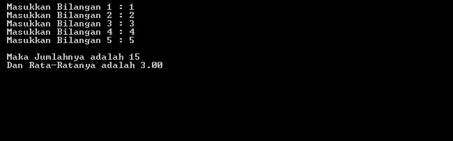 Program Menghitung Jumlah dan Rata-Rata 5 Buah Bilangan (Bahasa C ...