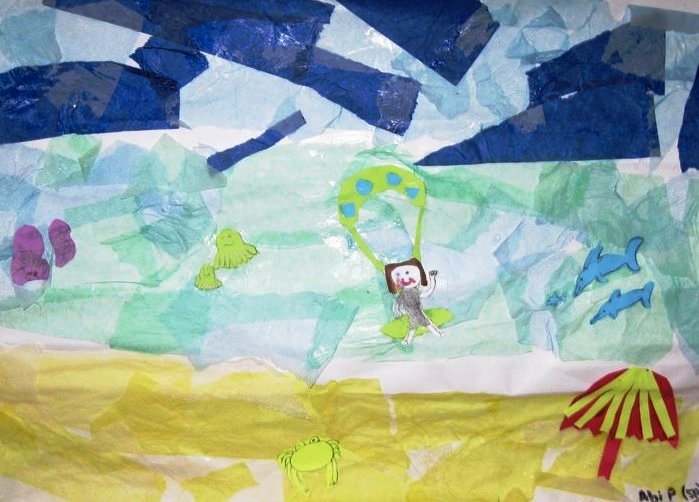 The Primary School Art Room: Tissue Paper Collage Beach Scenes