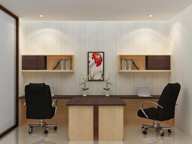 Desain Interior Kantor Meja Kerja Penyekat Ambalan Dinding Inovatif ...