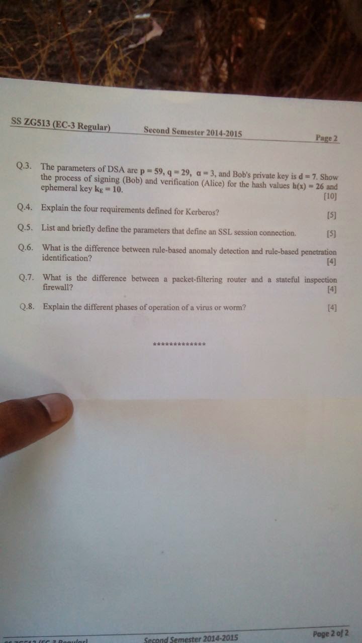 Bits Pilani Wilp: SEM-2 Final Exam Question Paper
