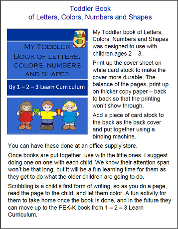 1 - 2 - 3 Learn Curriculum: My Toddler Book of Letters, Colors, Number ...