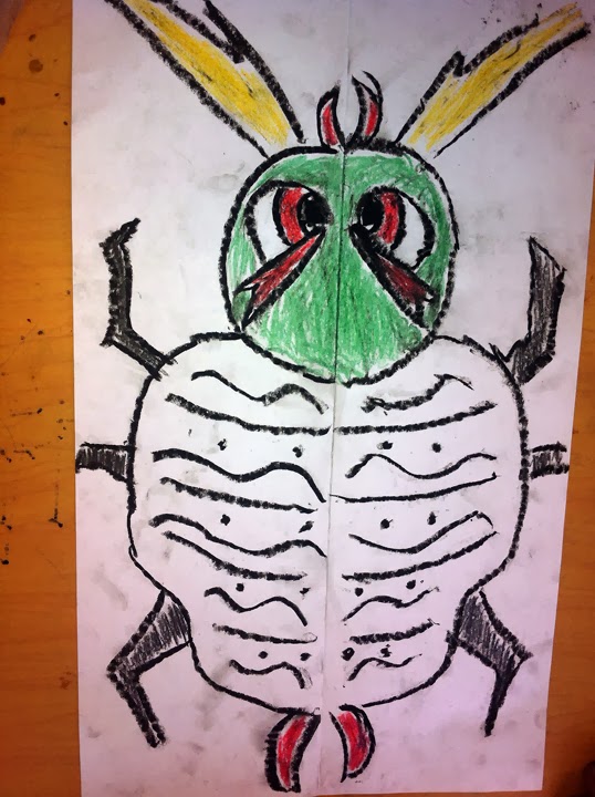 Sacred Heart art room: Symmetrical Bugs
