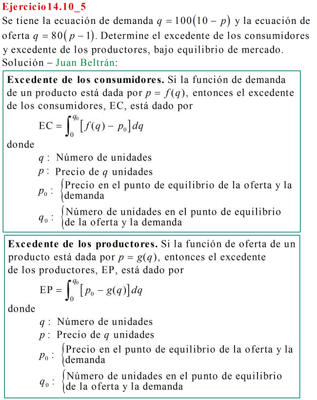 Banco de matemáticas: Dadas las funciones de oferta y demanda se ...