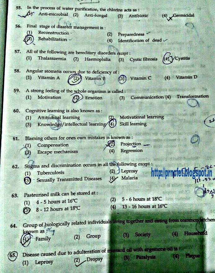 Bsc Nursing Admission Question Paper 2018