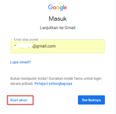 Membuat Email Baru