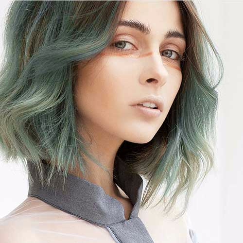 Grey Green Short Hair Color