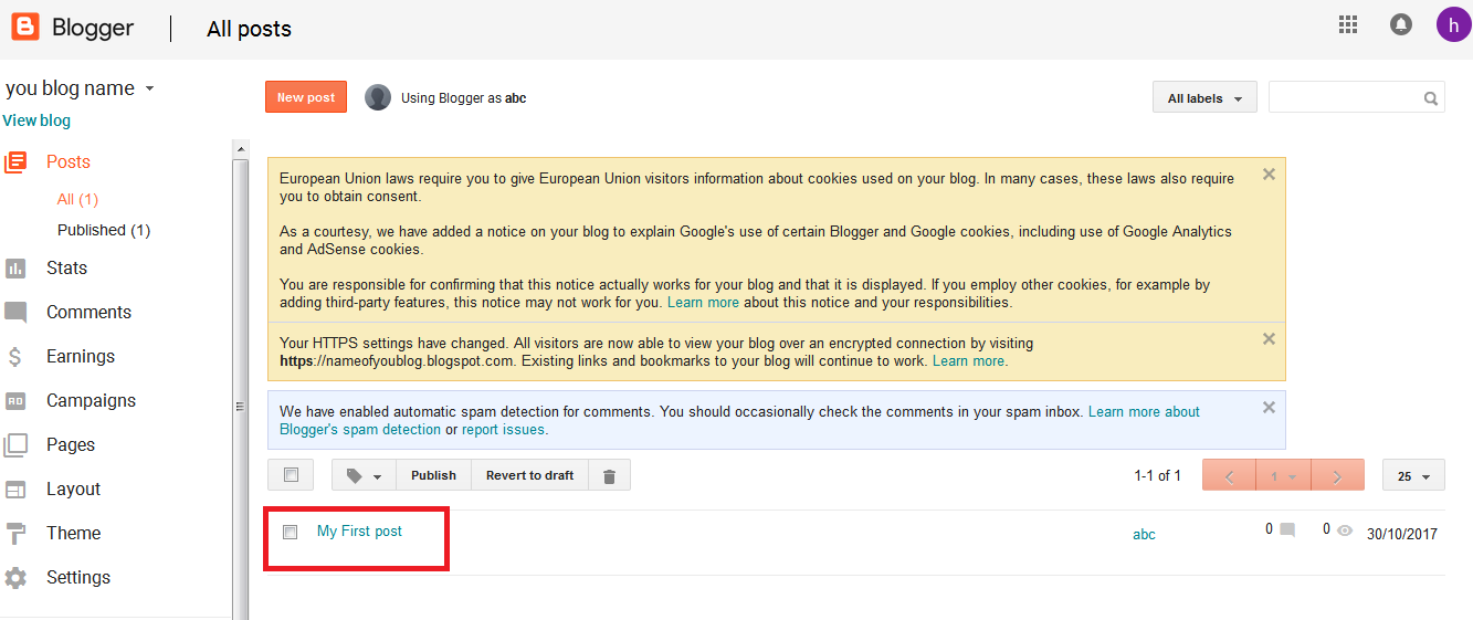 How to create and publish a blog post