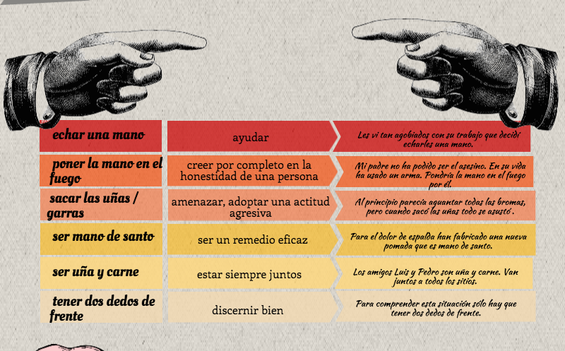 ¡Qué viva el español!: Modismos partes del cuerpo