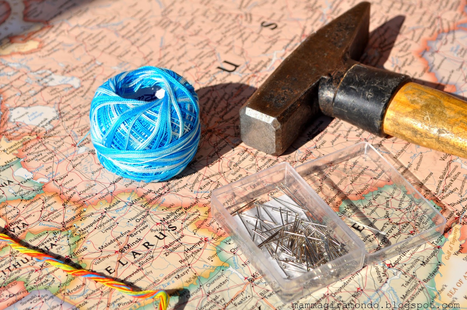 Travel decor: string art map