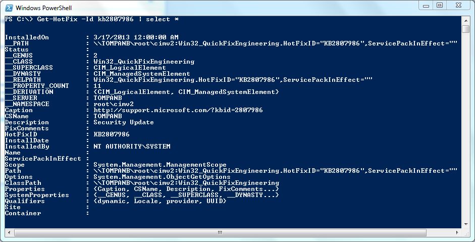 Think Big - with Powershell: List details of installed hotfixes ...