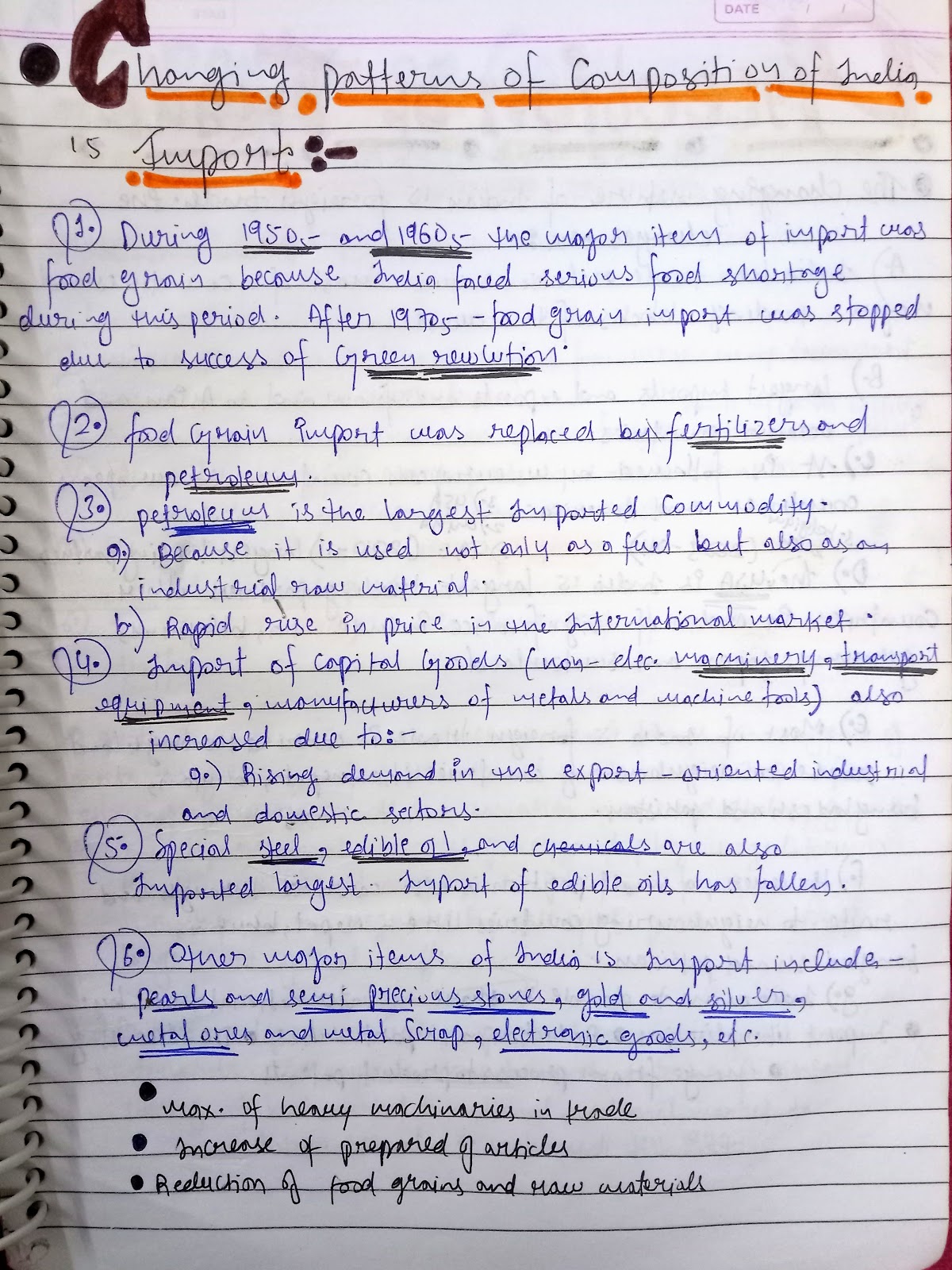 Handwritten Notes of International Trade -[geography] class 12th ...