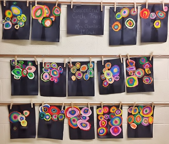 Art with Ms. Thomas: Concentric Circle Trees with First Grade