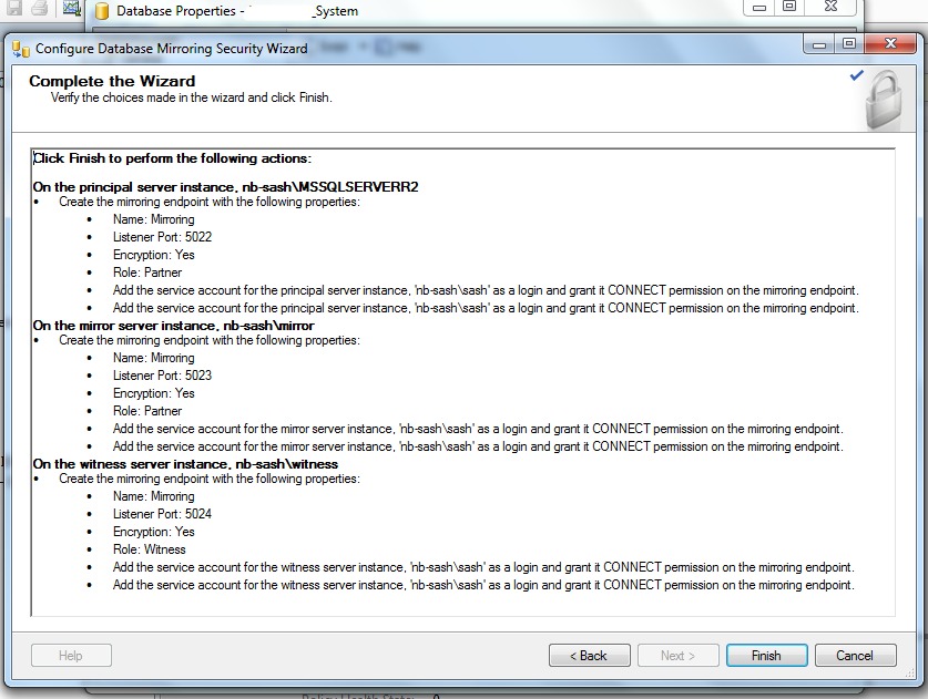 Sql Server Knowledge Sharing Blog Step By Step Configuration Of Database Mirroring In Sql