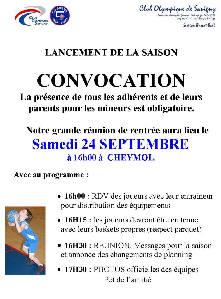 C.O.Savigny Basket 91: septembre 2011